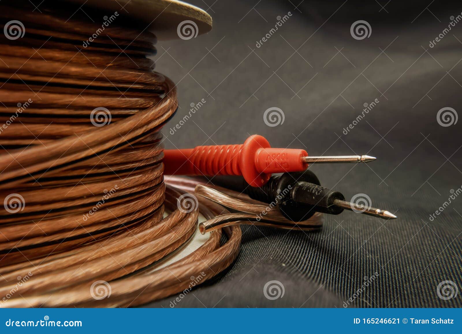 Cable Roll Isolated on Dramatic Background with Volt Meter Tester Stock ...