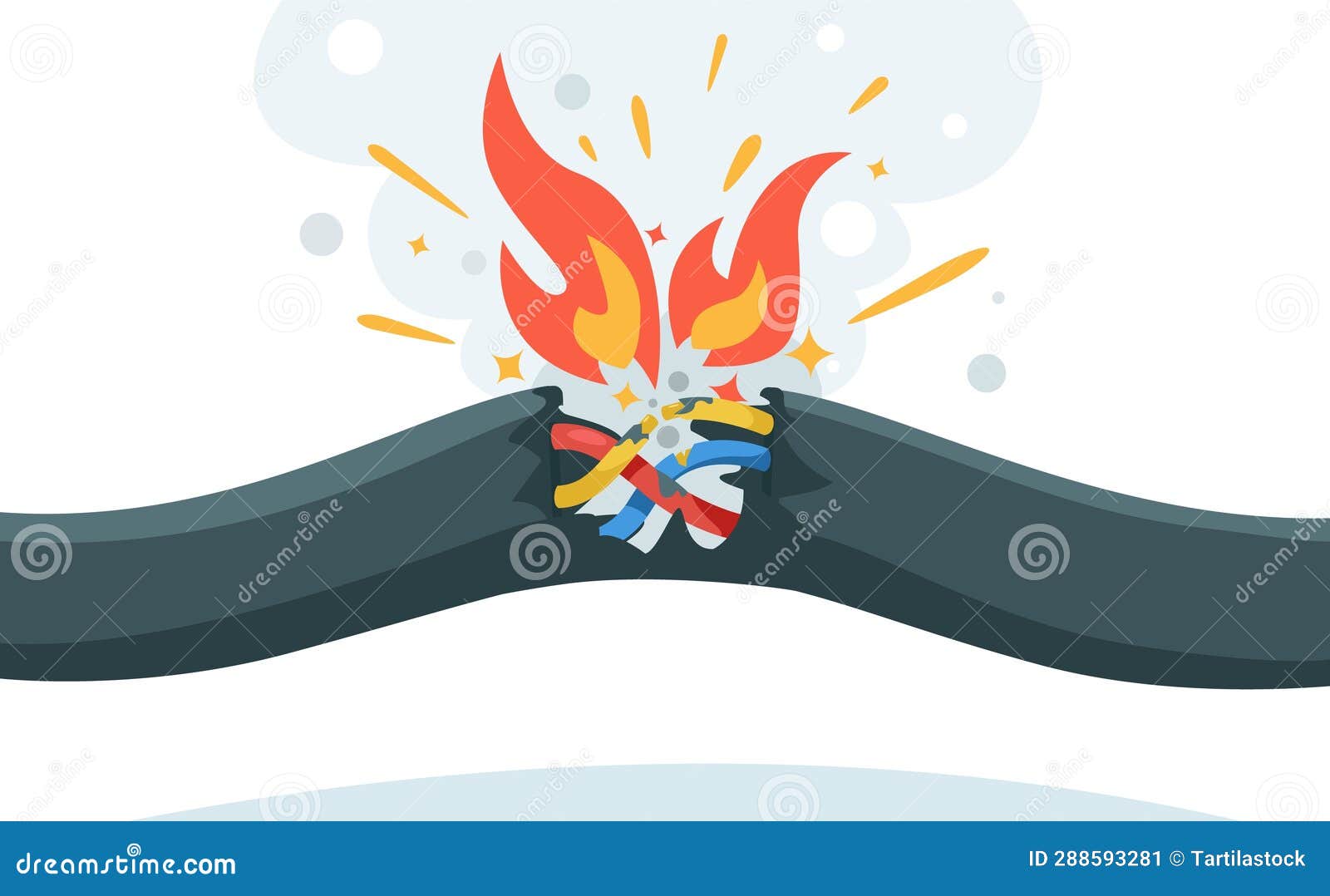 Fire Hazard At Workplace Landing Page Template Set. Fireman With ...