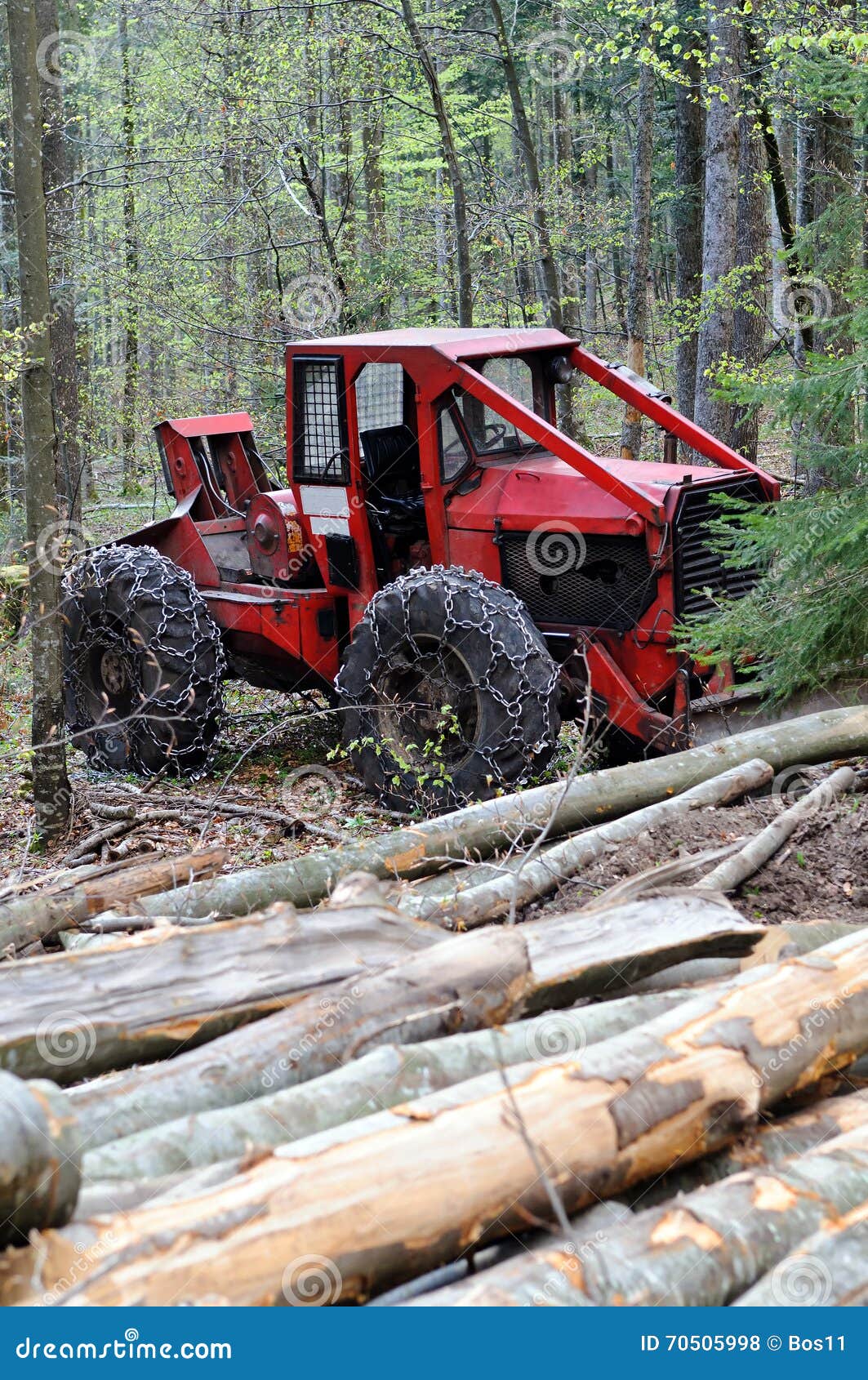 Cable skidder and logs stock photo. Image of lumber, operator - 70505998