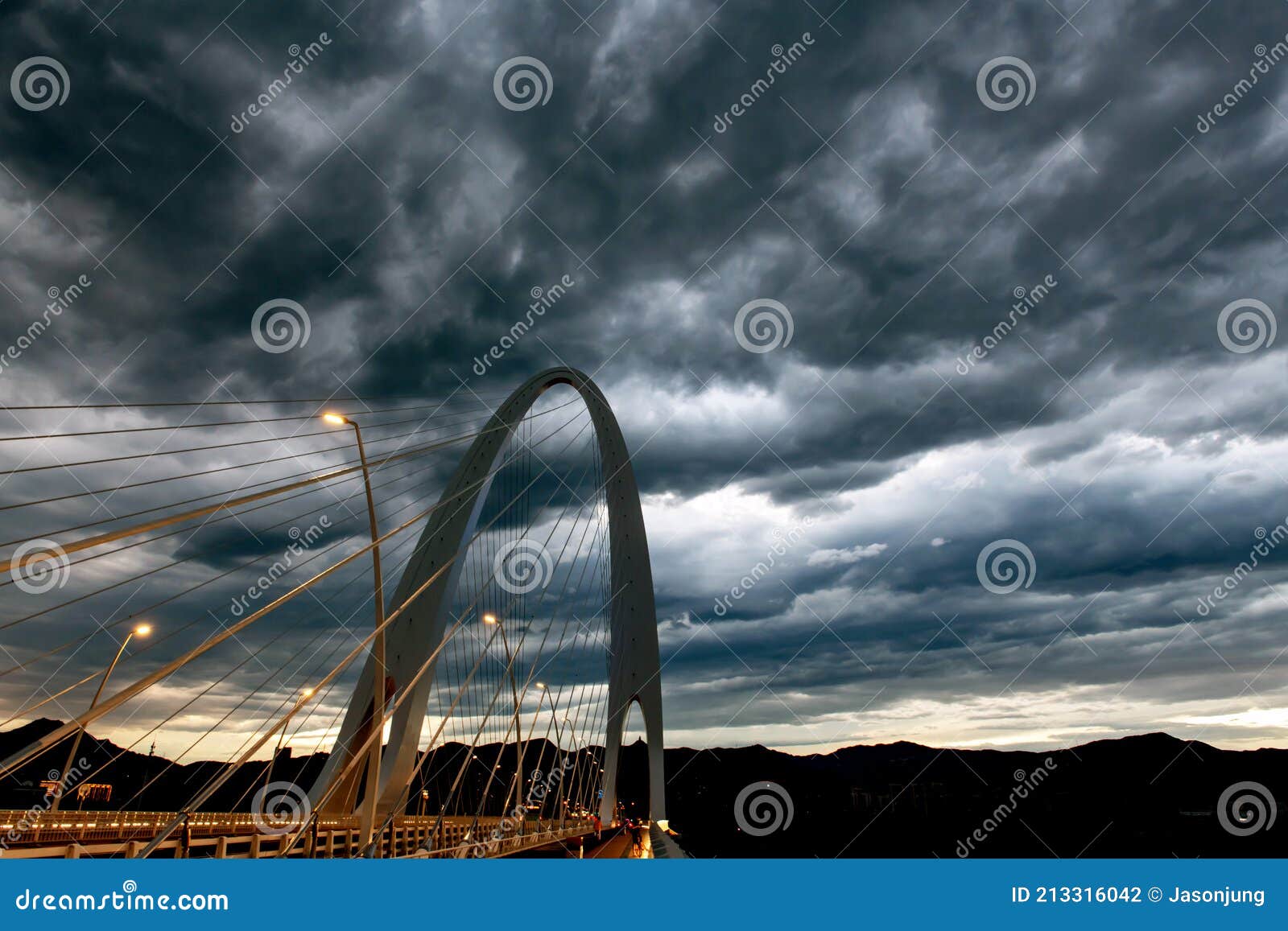 Cable-stayed Bridge with Cloudy Sky Stock Photo - Image of chimney ...