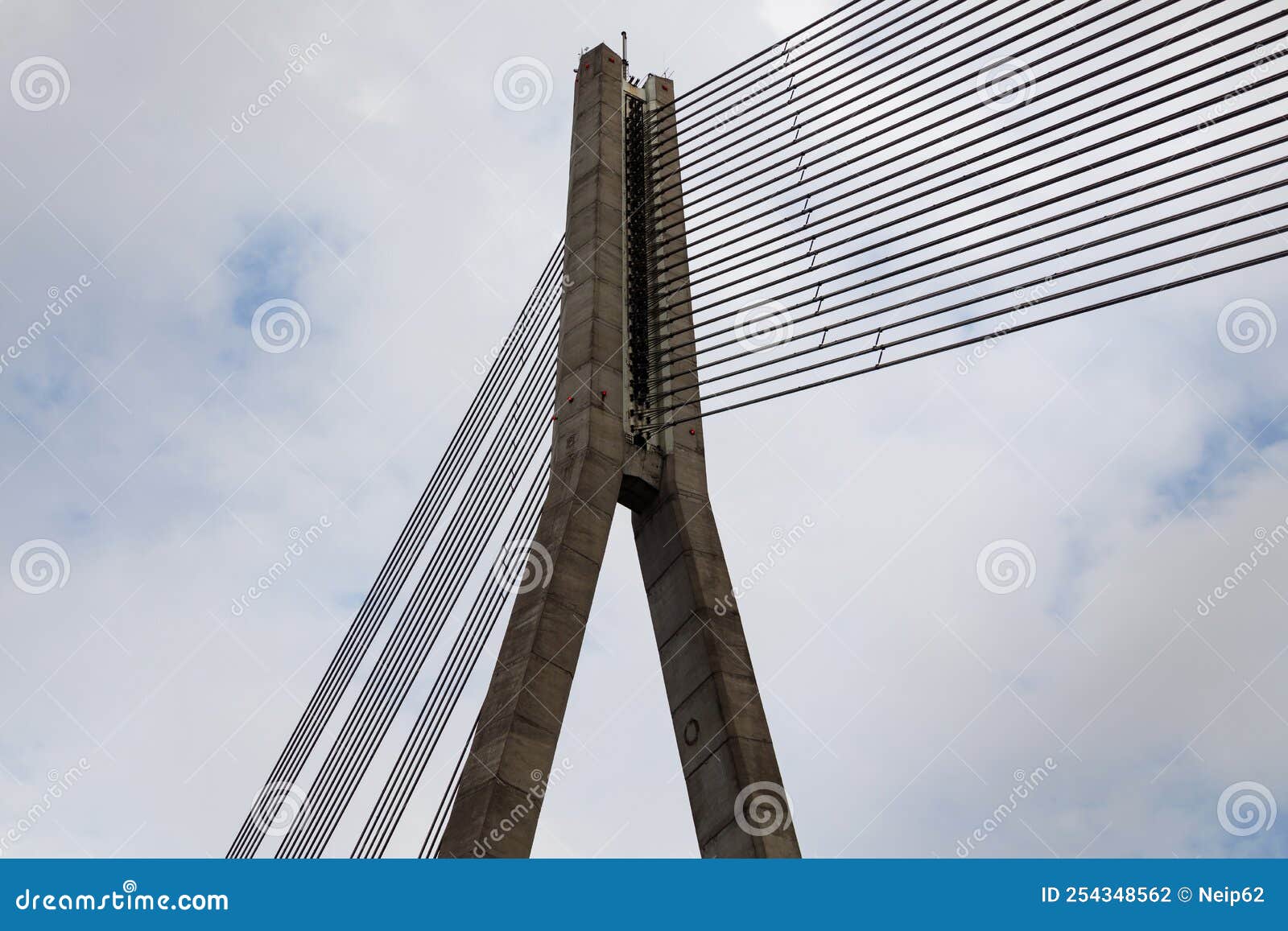 Cable-stayed Bridge Concrete Support and Cables on Sky Background Stock ...