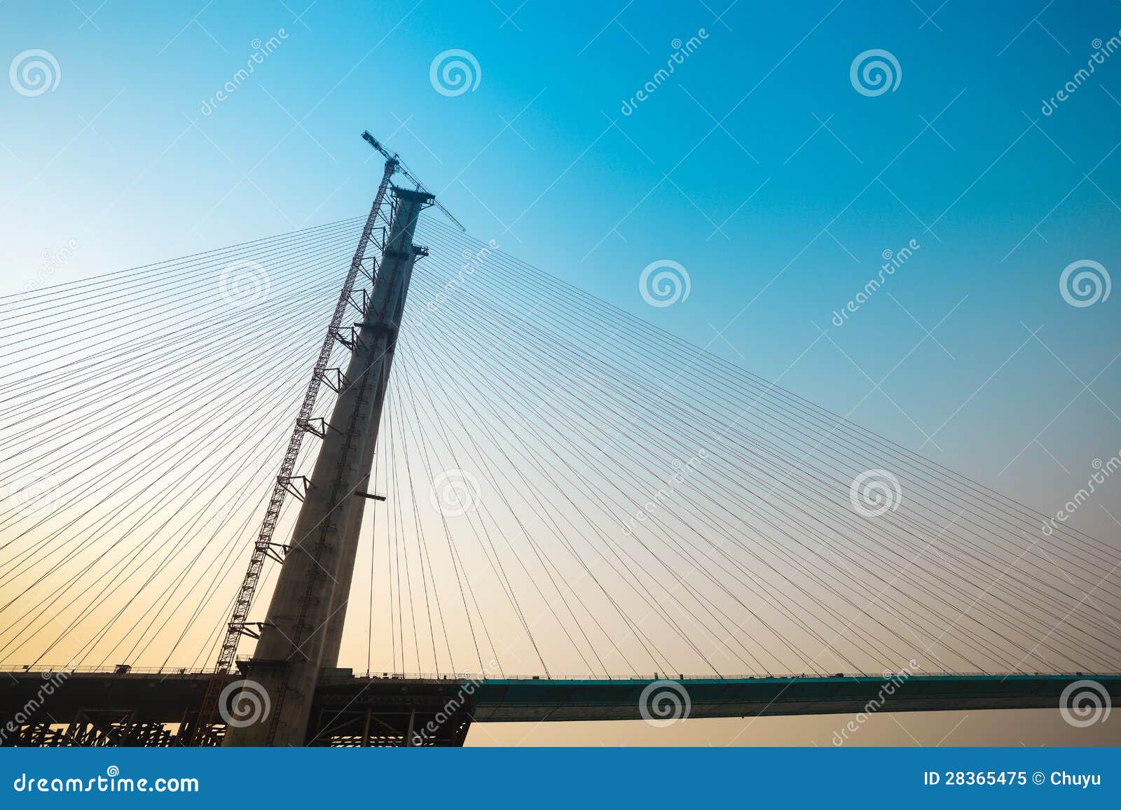 The Cable-stayed Bridge Construction Stock Image - Image of industrial ...