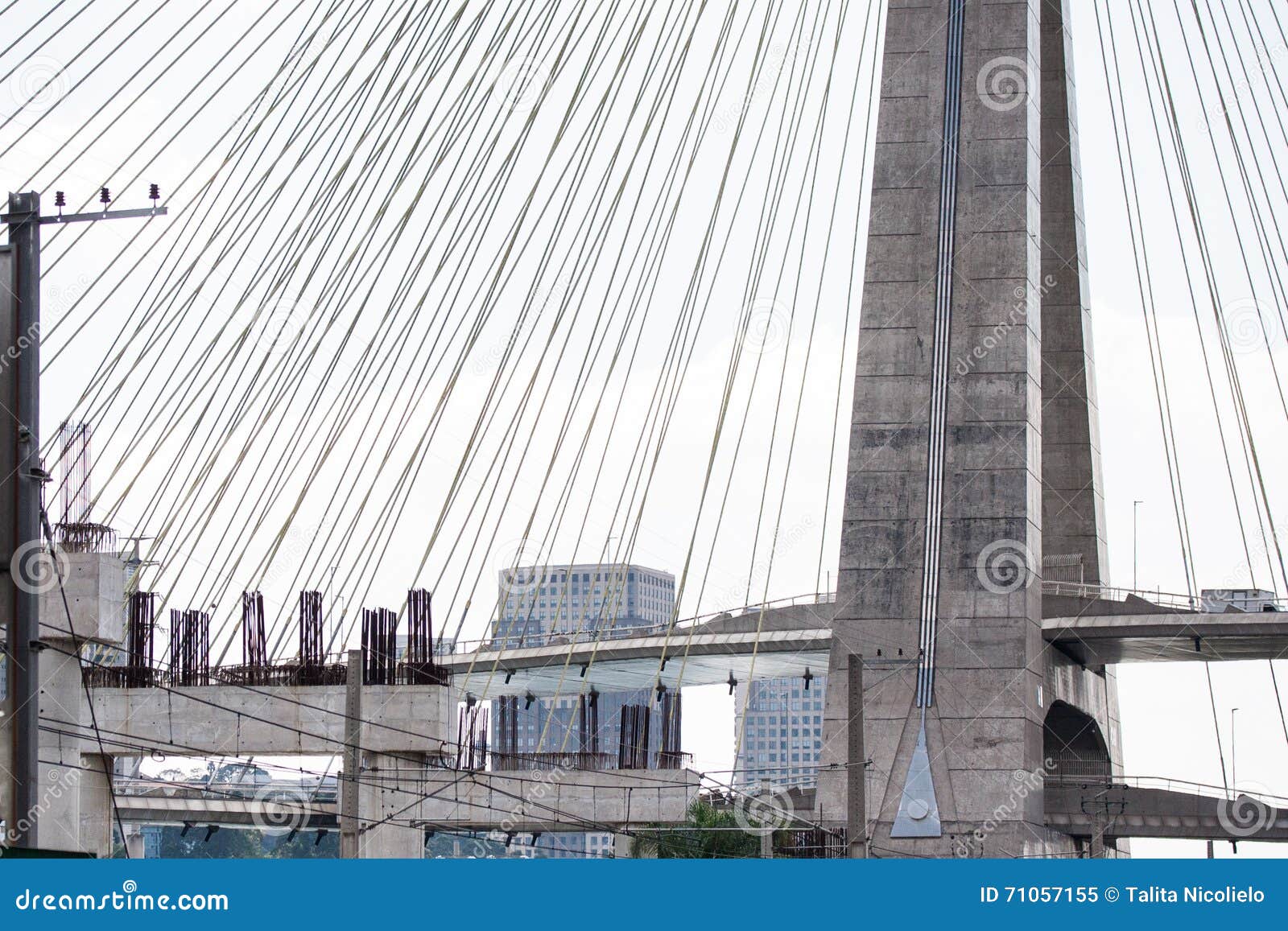 Cable Stayed Bridge Construction Stock Image - Image of metal, roadway ...