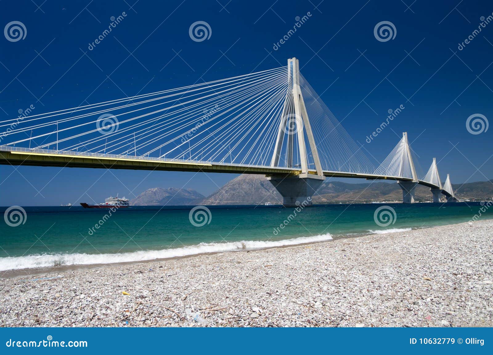 Cable Stayed Bridge, Greece Stock Image - Image of gulf, antiseismic ...