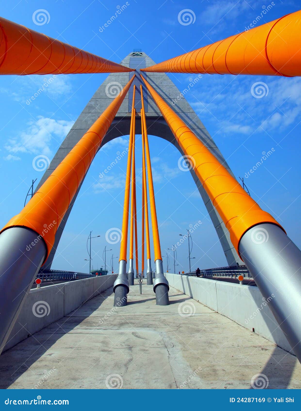 Cable Stayed Bridge with Orange Stock Image - Image of arch ...