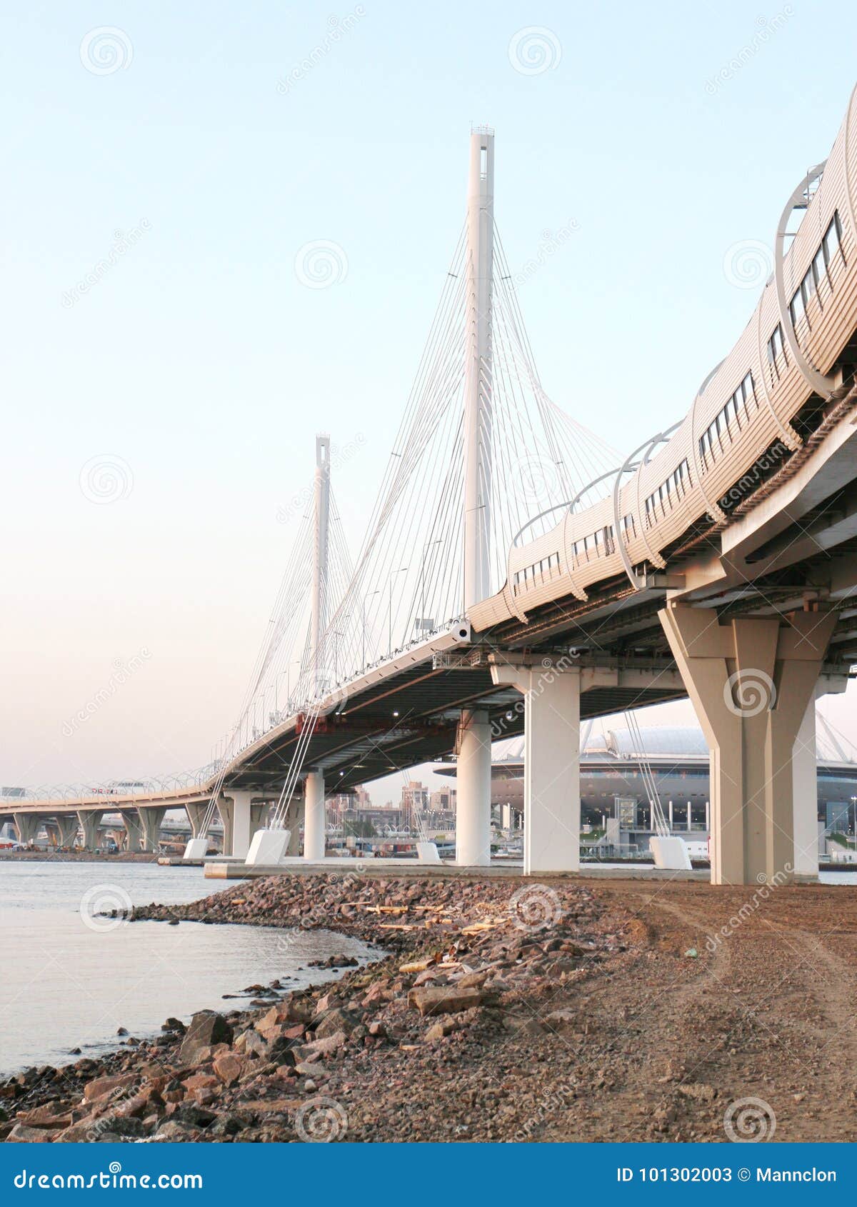 Cable-stayed Bridge Over the River Editorial Stock Photo - Image of ...