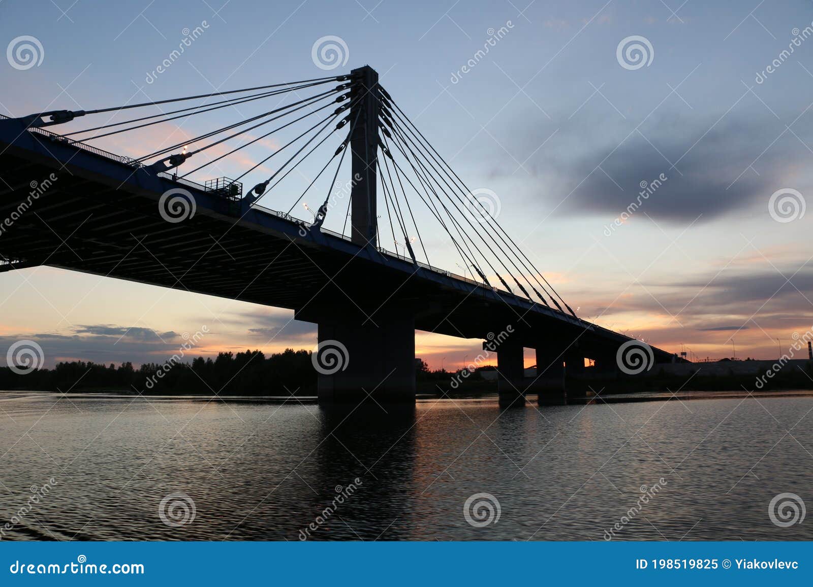 Cable-stayed Bridge Over the Samara River. Stock Image - Image of ...