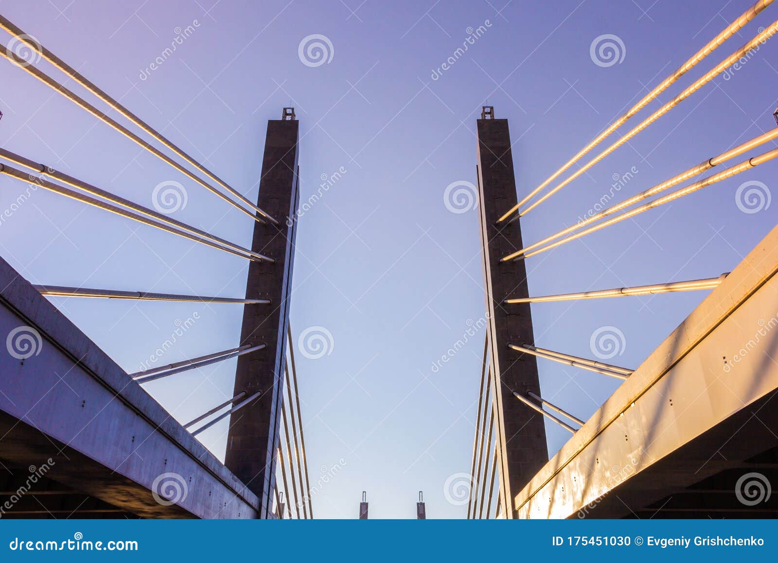 Cable-stayed Bridge Perspective Sunset Architecture Engineering Urban ...