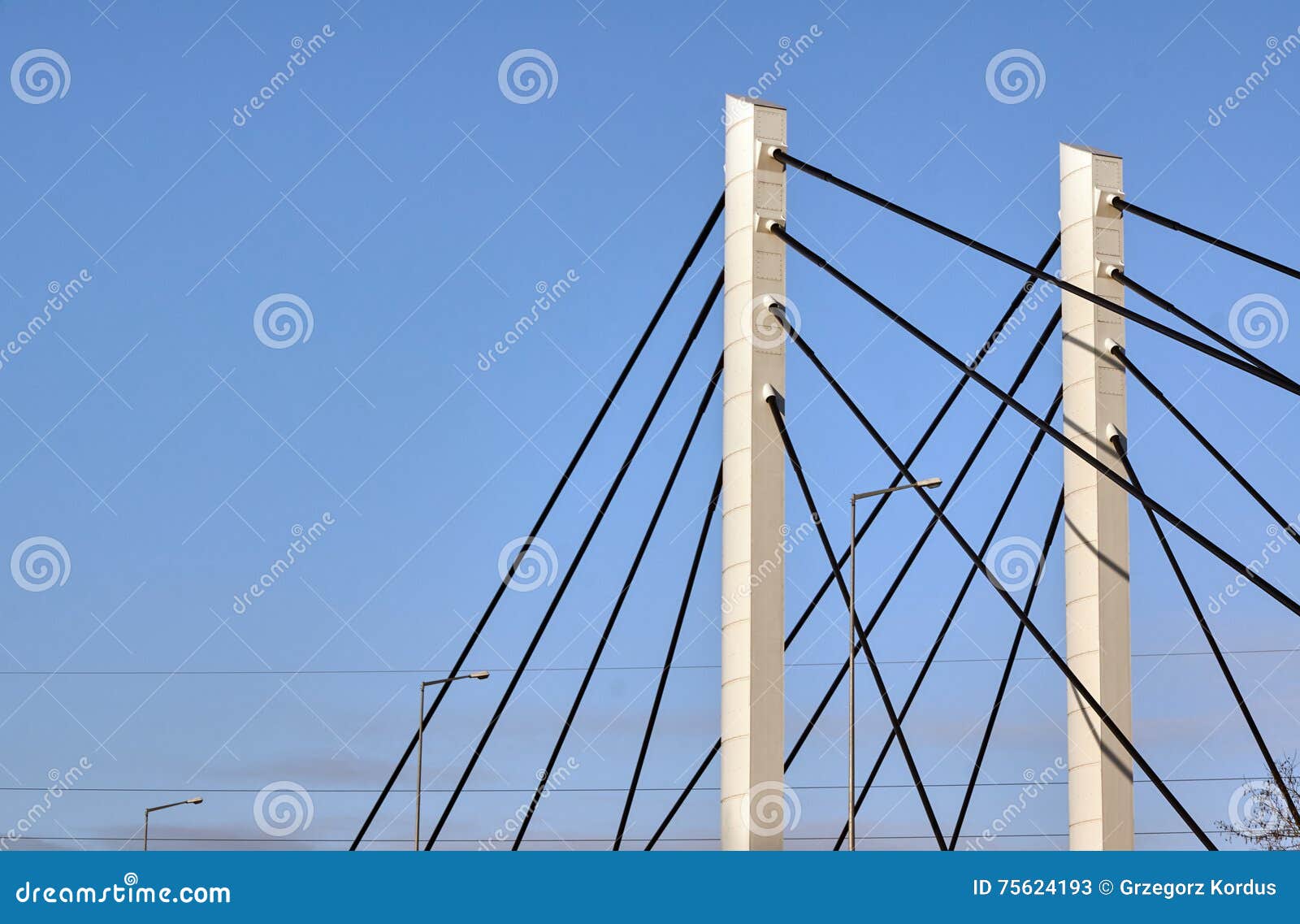 Cable-stayed bridge pylons stock image. Image of transport - 75624193