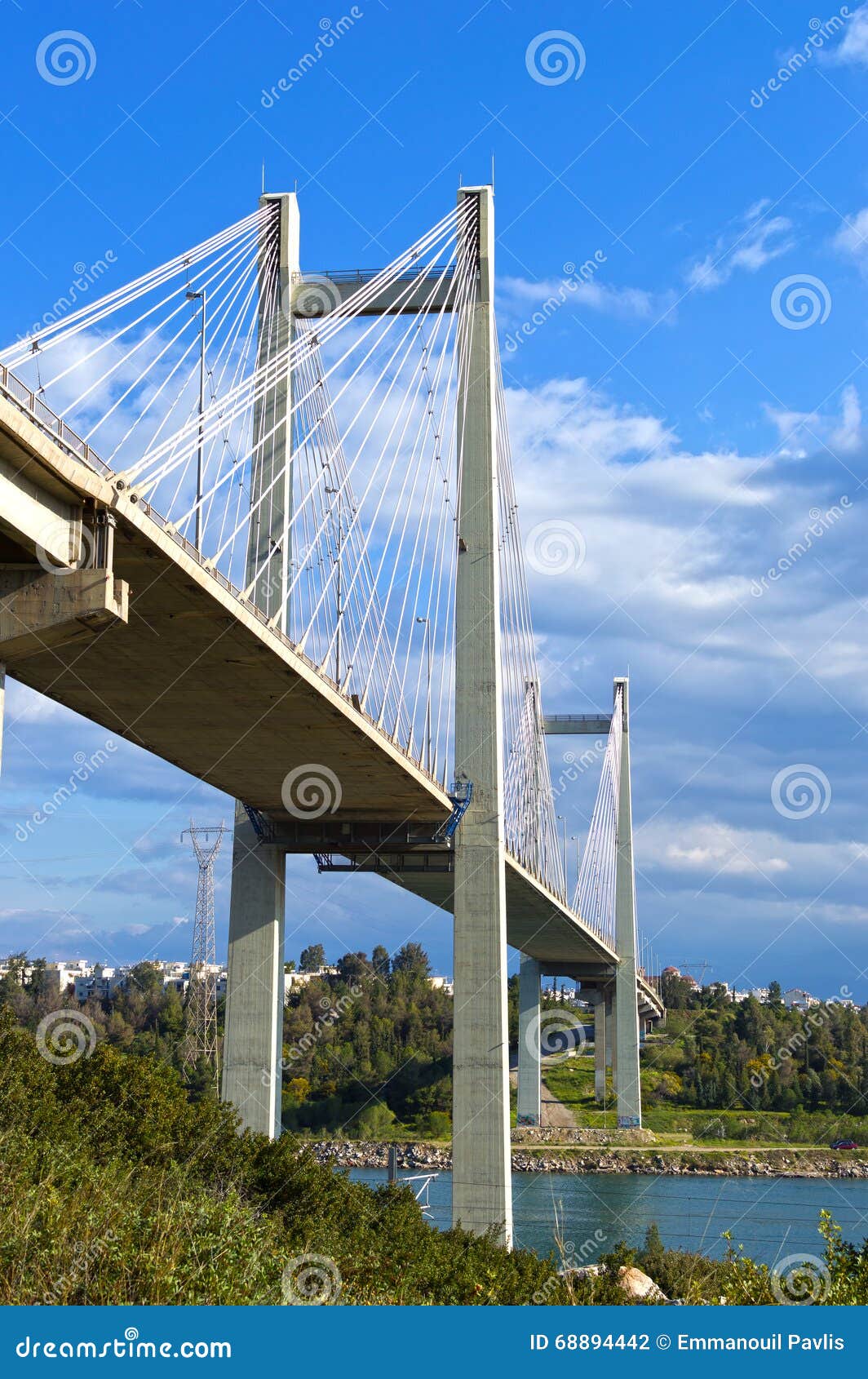 Cable-stayed bridge stock photo. Image of architecture - 68894442