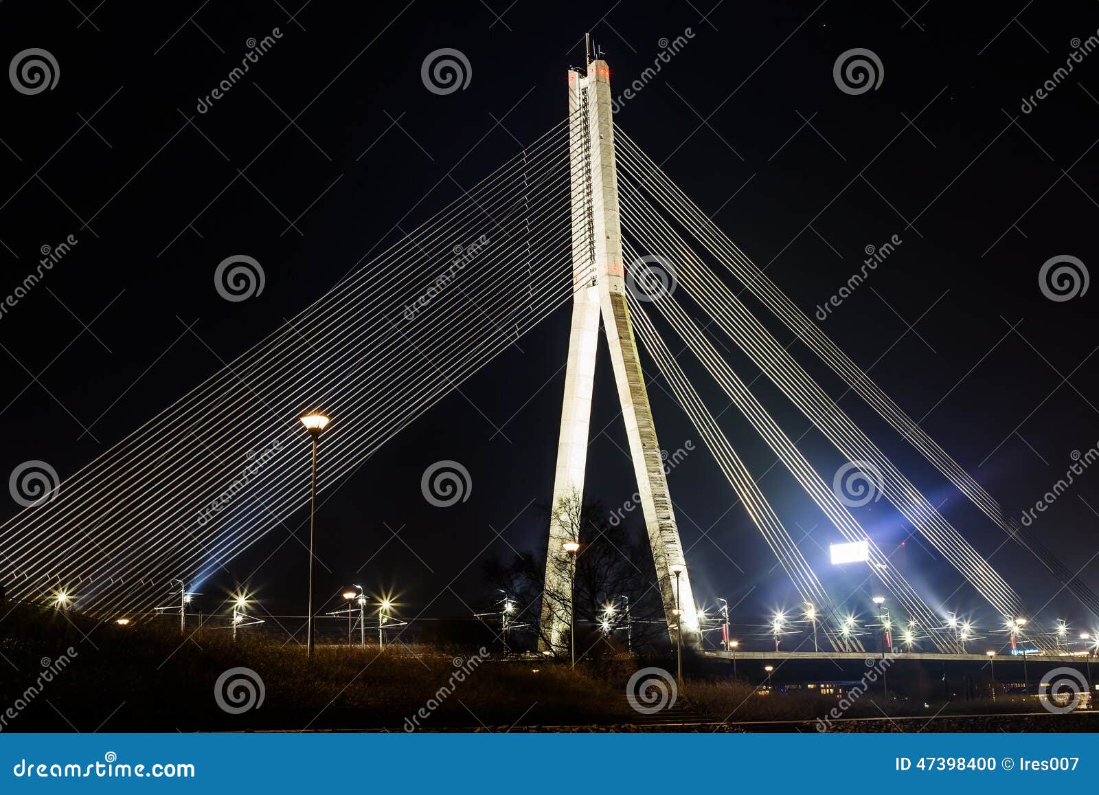 Cable-stayed bridge stock photo. Image of reflexion, quay - 47398400