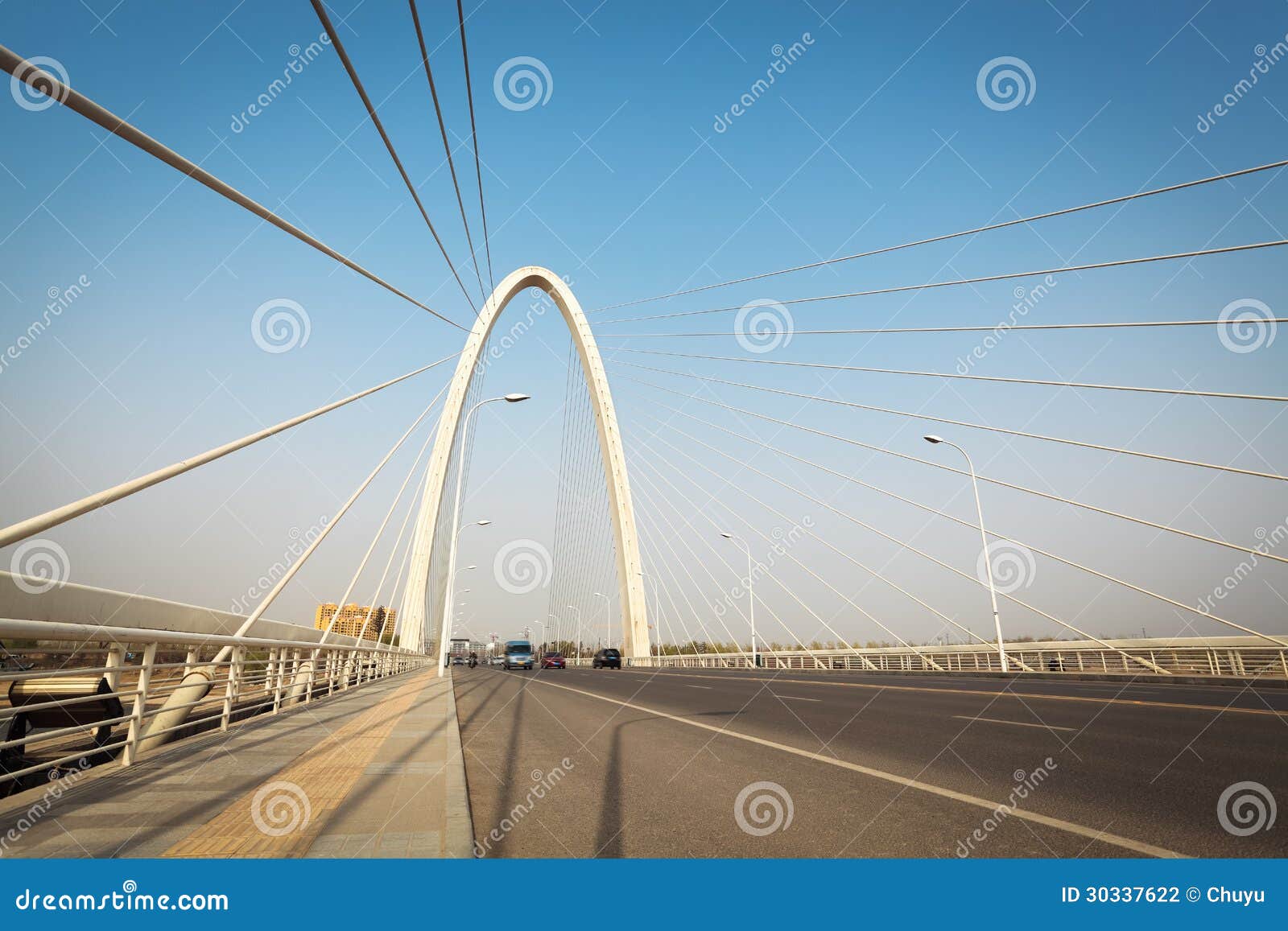 Cable Stayed Bridge in Xian Stock Photo - Image of business, steel ...