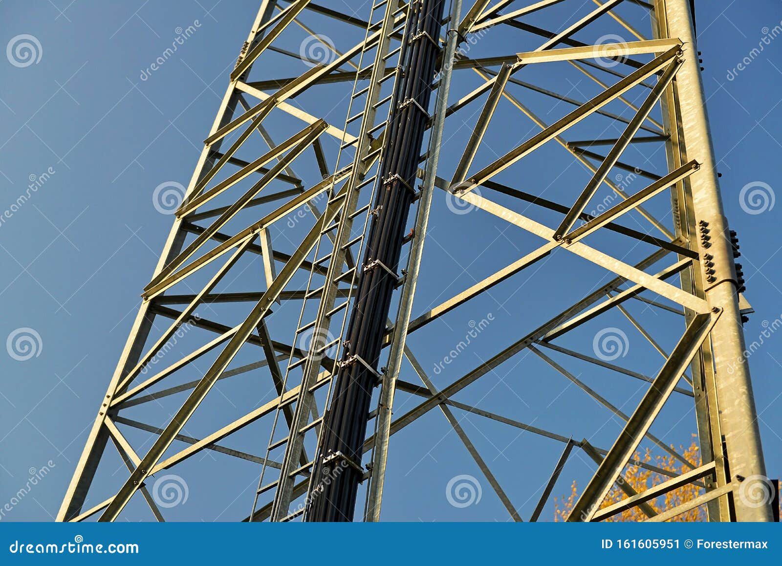 Cable Stretched To a High Tower Stock Image - Image of steel ...