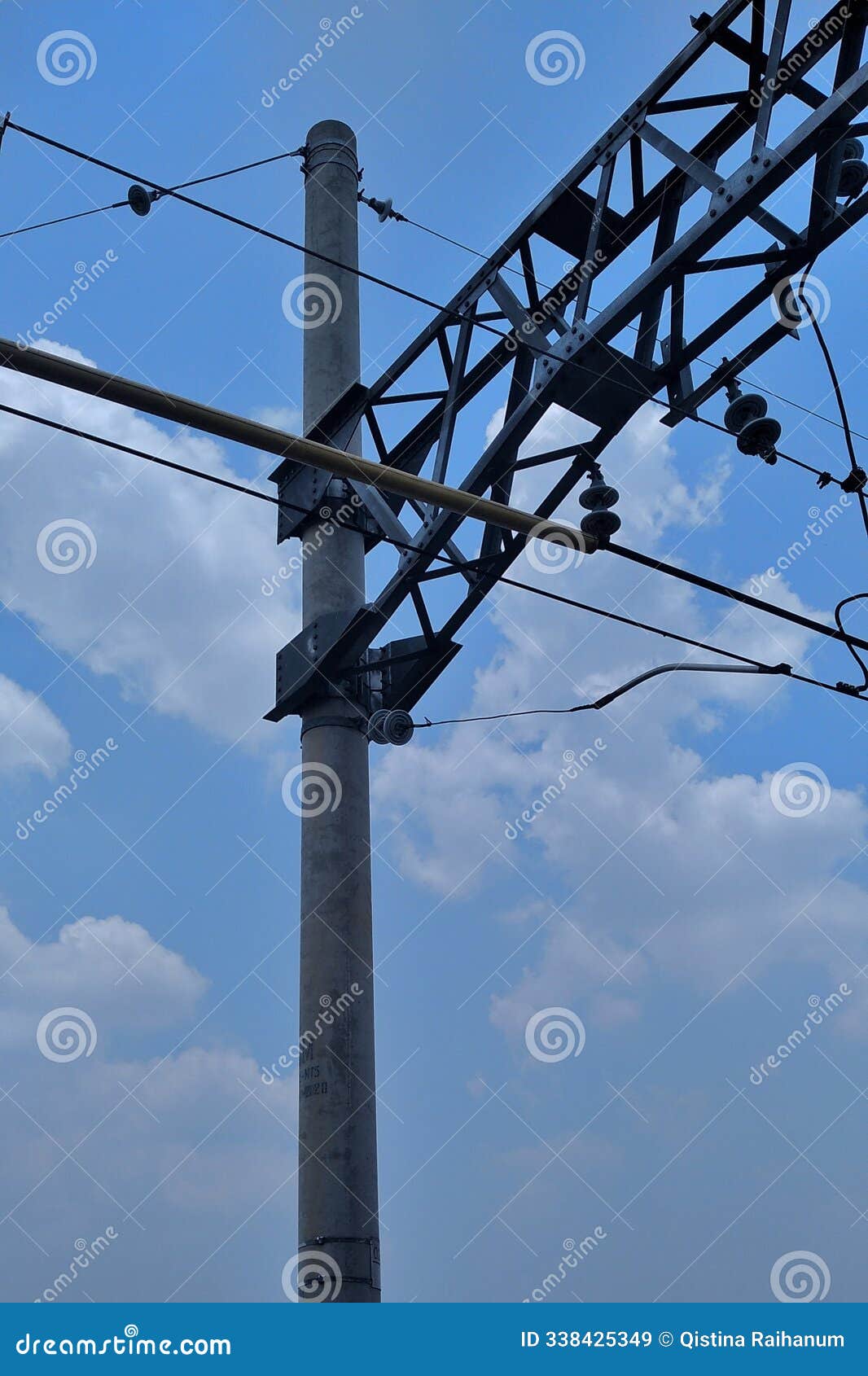 Cable Support Poles with High Voltage Electricity on Modern Railway ...