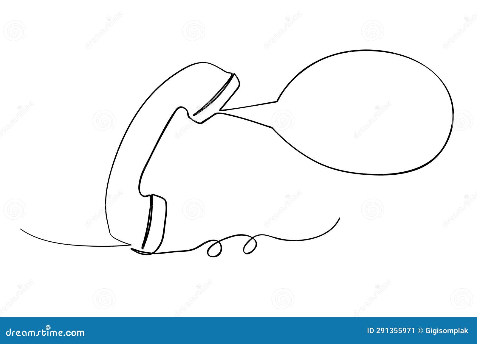Cable Telephone, Line Art Continuous, Simple Vector Sketch Doodle Stock ...