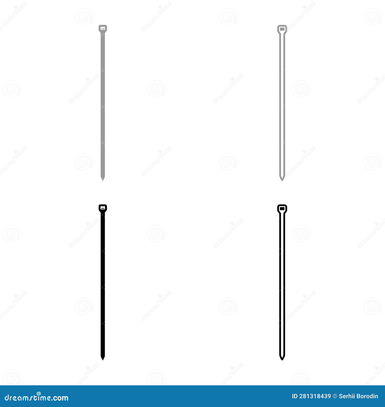 Cable Tie Zip Building Material Set Icon Grey Black Color Vector ...