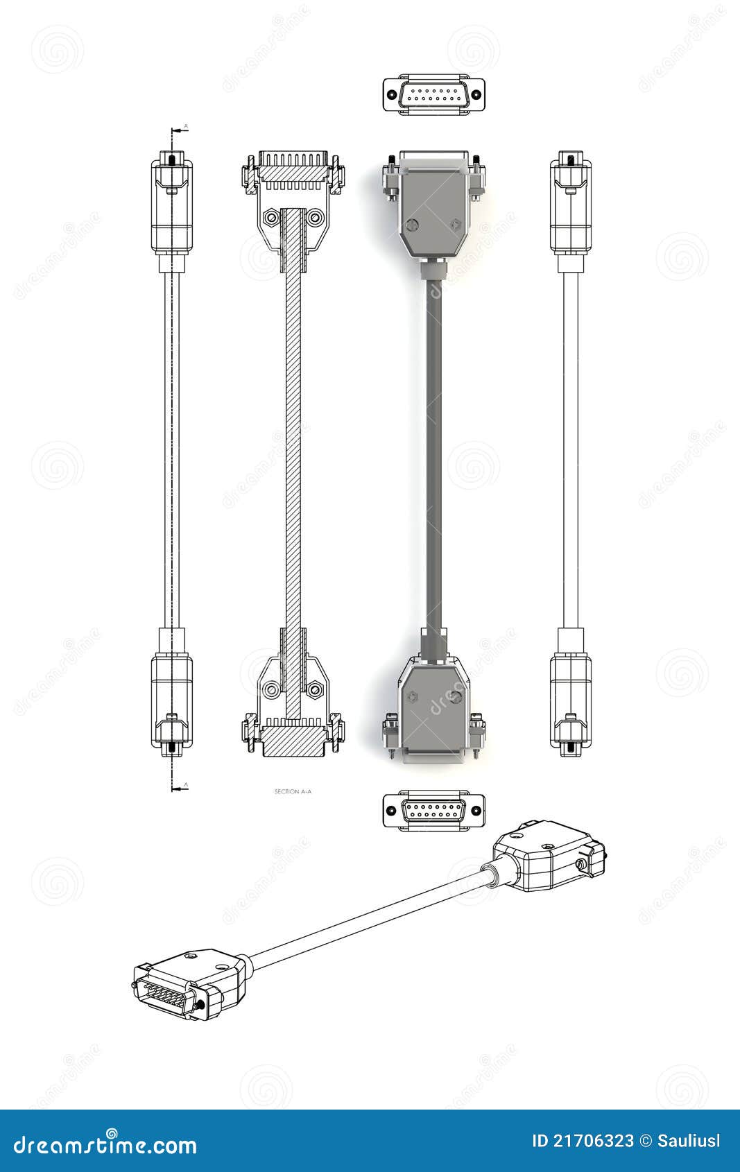 Cable on top of a sketch stock illustration. Illustration of network ...