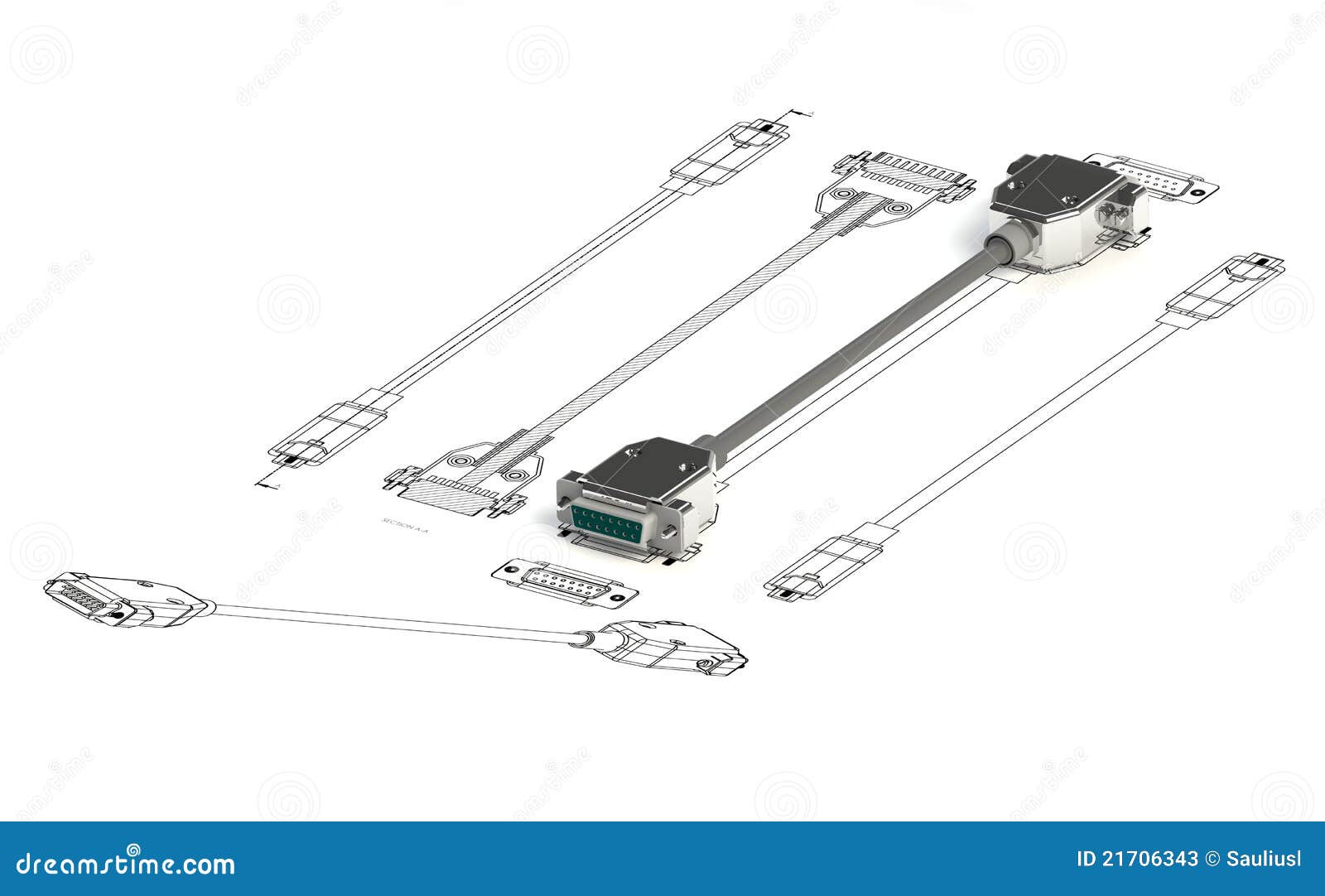 Cable on top of a sketch stock illustration. Illustration of electric ...