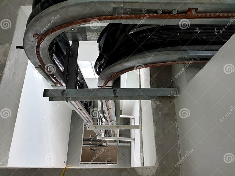 Cable Tray Installation between the First and Second Floors Stock Image ...
