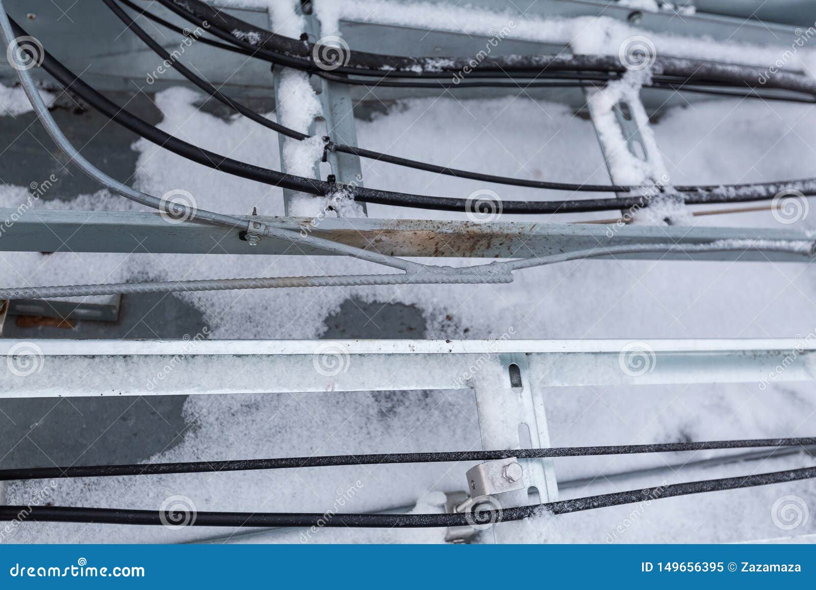 Cable Tray Outside with Telecommunications Cables, Ground Cables, Optic ...