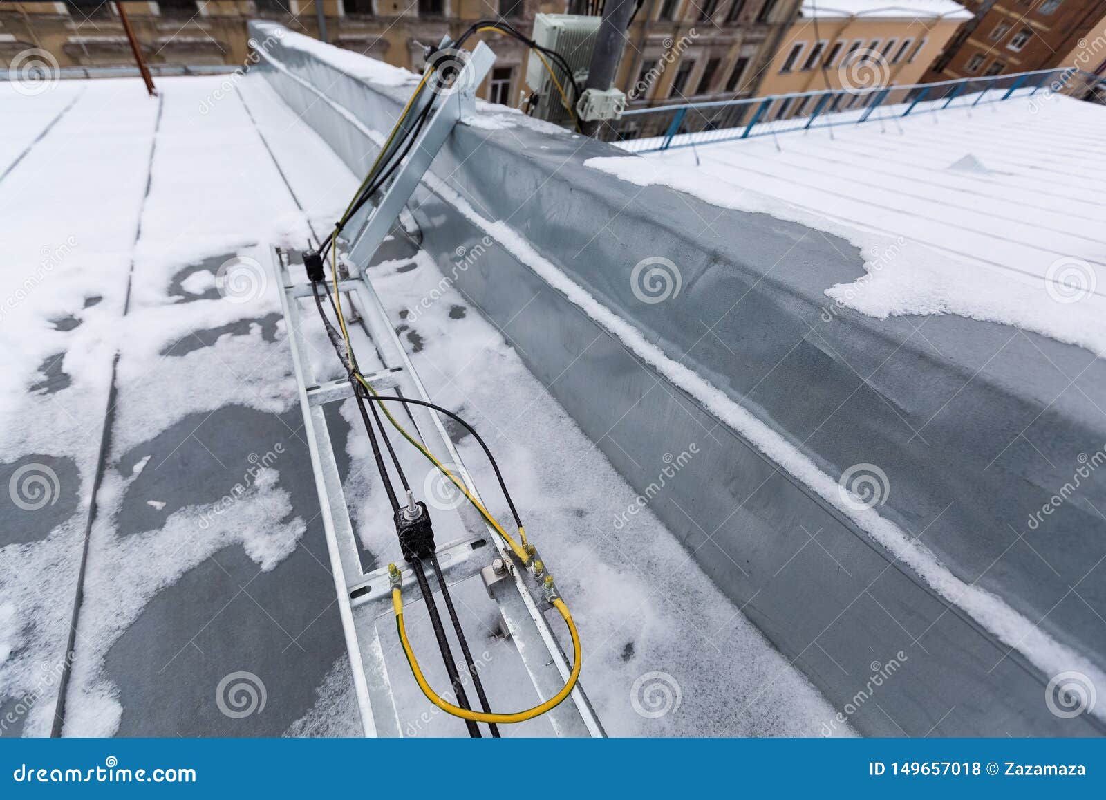 Cable Tray Outside with Telecommunications Cables, Ground Cables, Optic ...