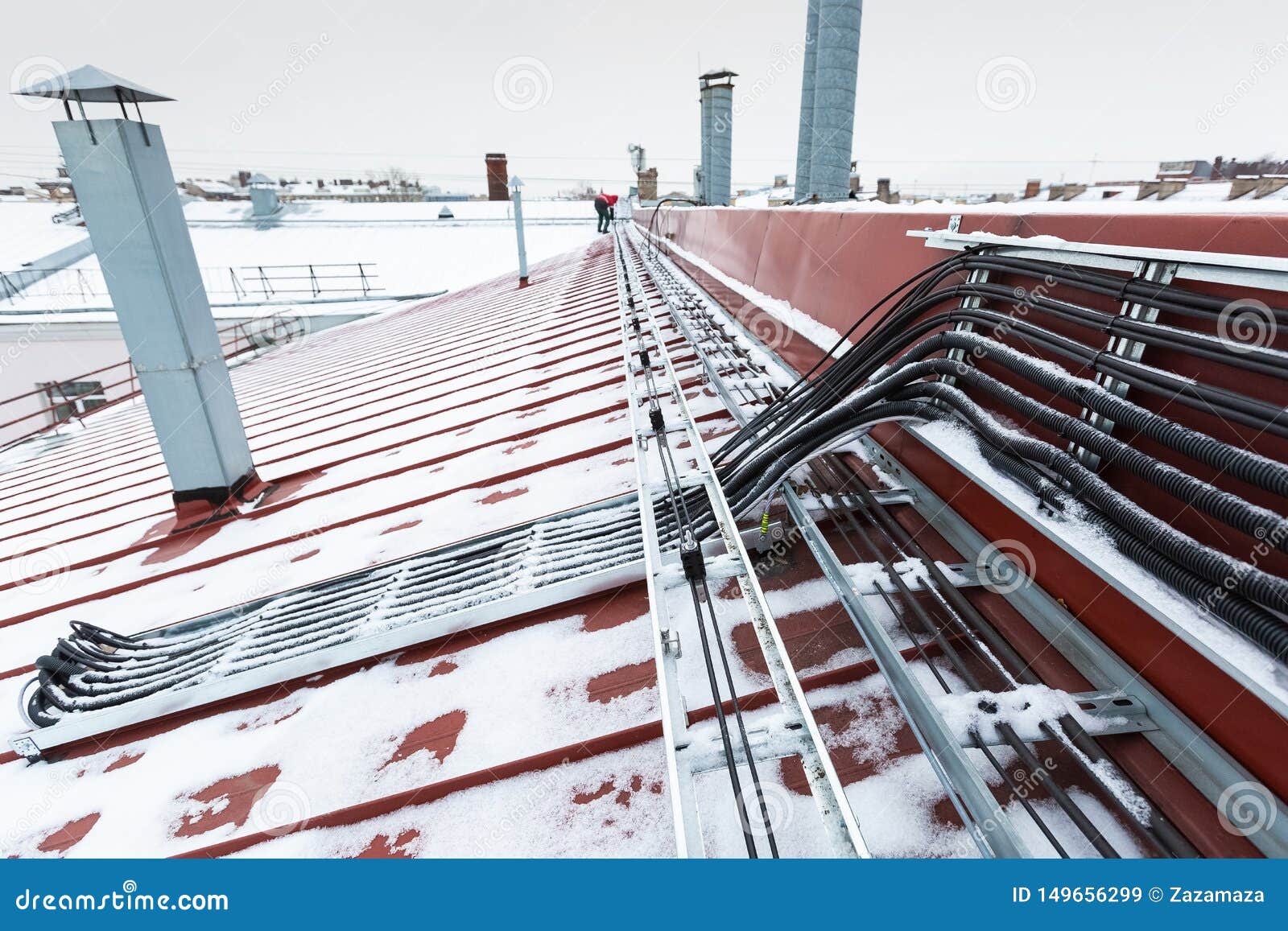 Cable Tray Outside with Telecommunications Cables, Ground Cables, Optic ...