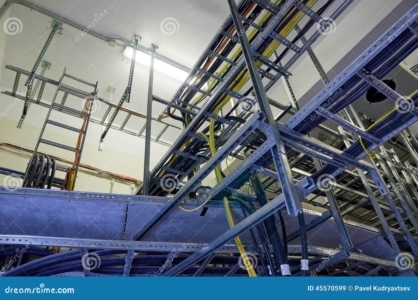 Cable Trays, Steel Racks And Ladders Supported Cables System Under The ...