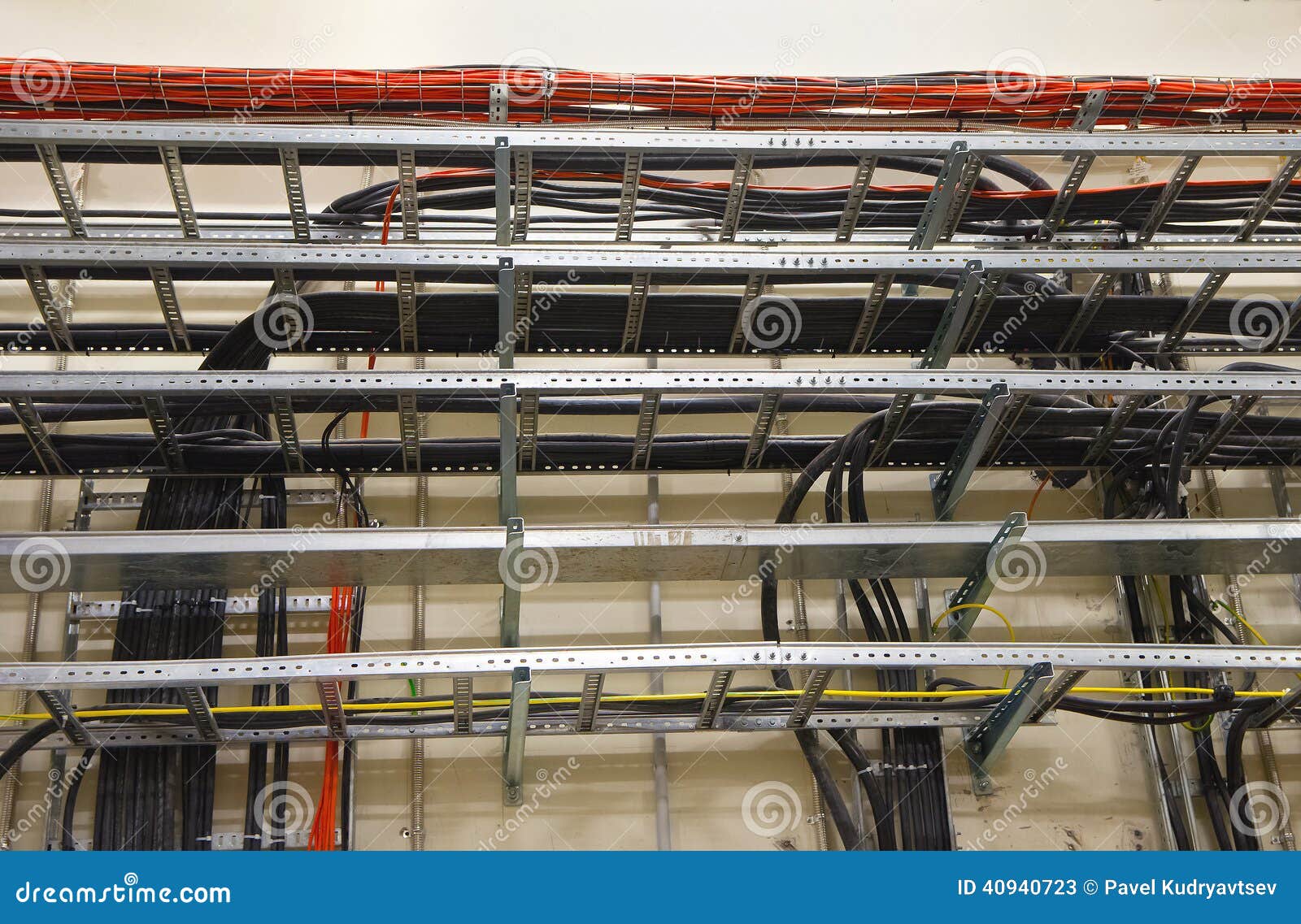 Cable Trays And Conduits For Power And Communication Cables Stock Photo ...