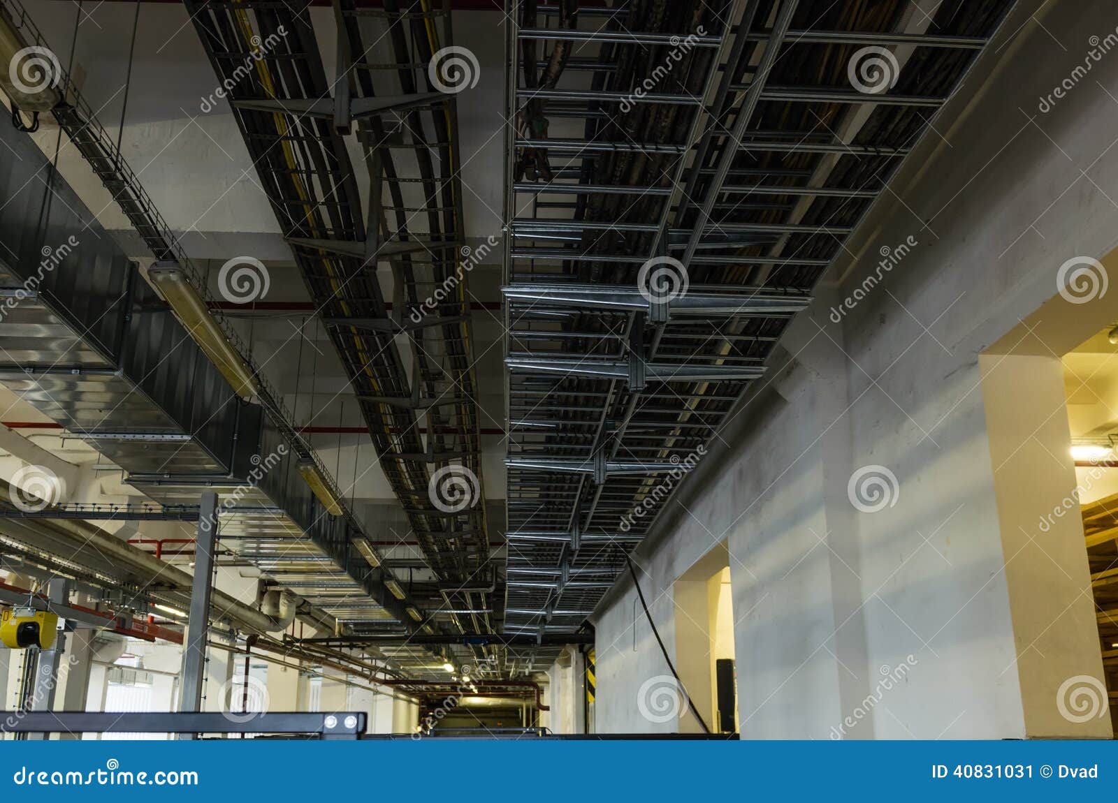 Cable Trays and Pipes in Industrial Building Stock Image - Image of ...