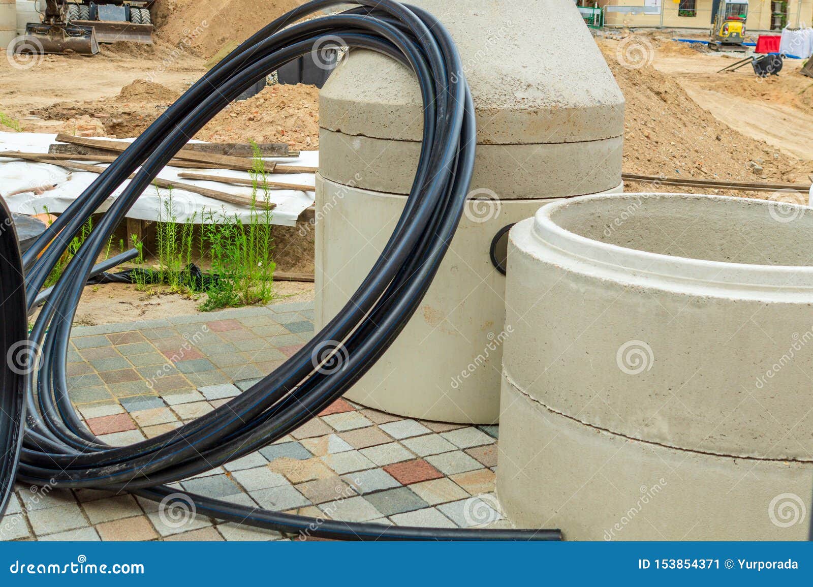 The Cable is Twisted into a Coil at the Construction Site Stock Image ...