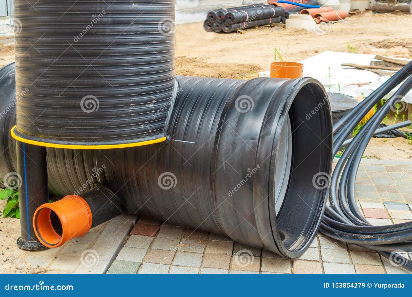 The Cable is Twisted into a Coil at the Construction Site and Pipe ...