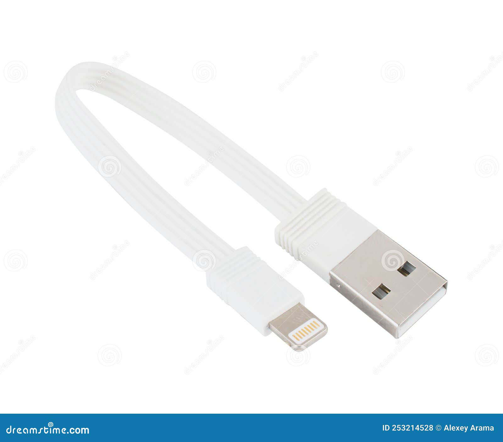Cable with USB Connector, Lightning, Isolated on White Background Stock ... Cable with USB Connector, Lightning, Isolated on White Background Stock ...