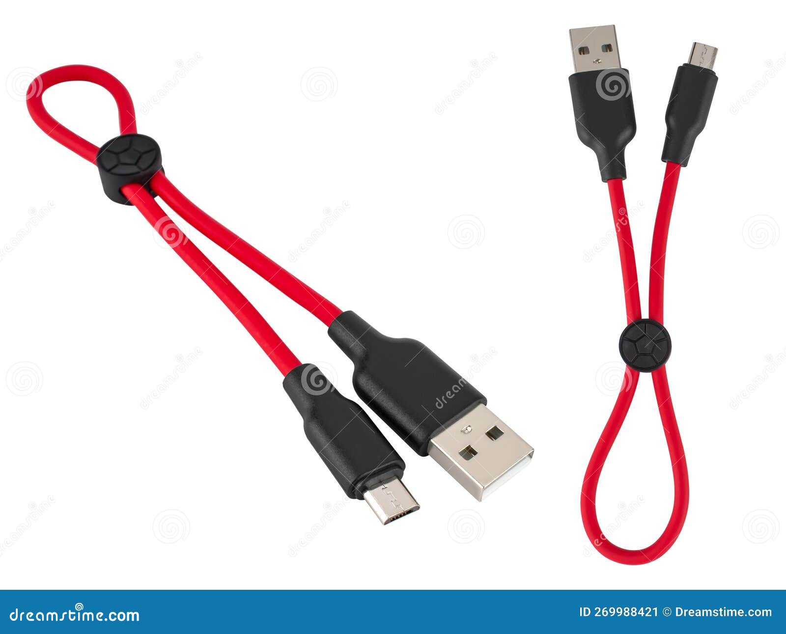 Cable with USB Connector, Micro USB on a White Background Stock ...