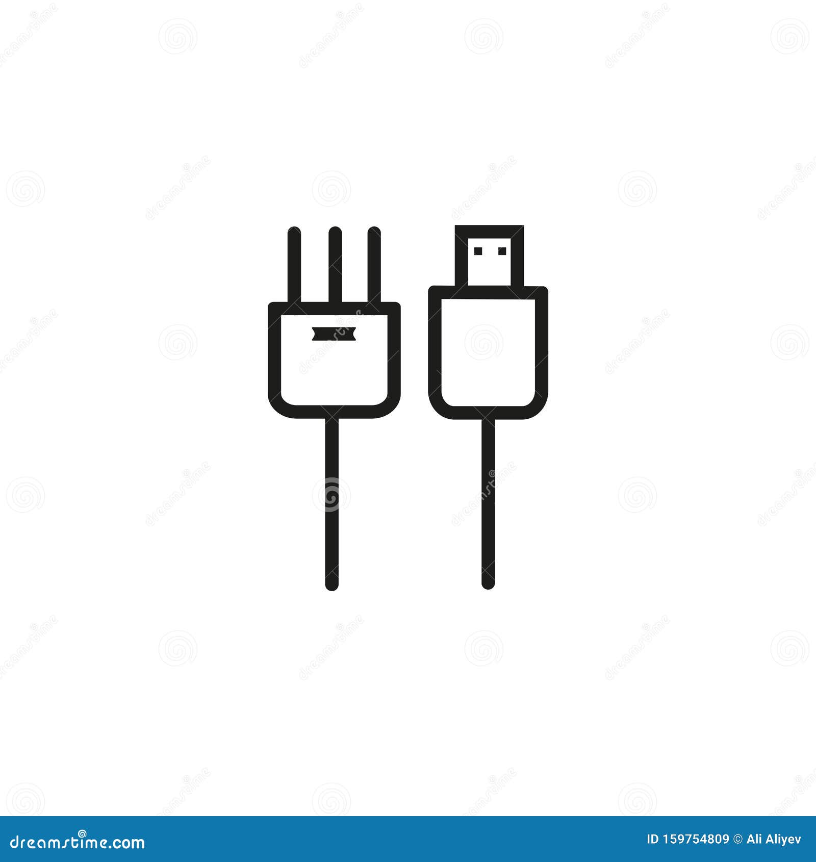 USB Cable Icon. Computer Connector Symbol Stock Vector - Illustration ...
