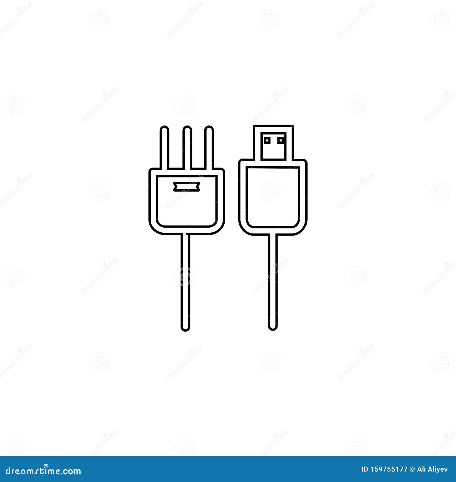 USB Cable Icon. Computer Connector Symbol Stock Vector - Illustration ...