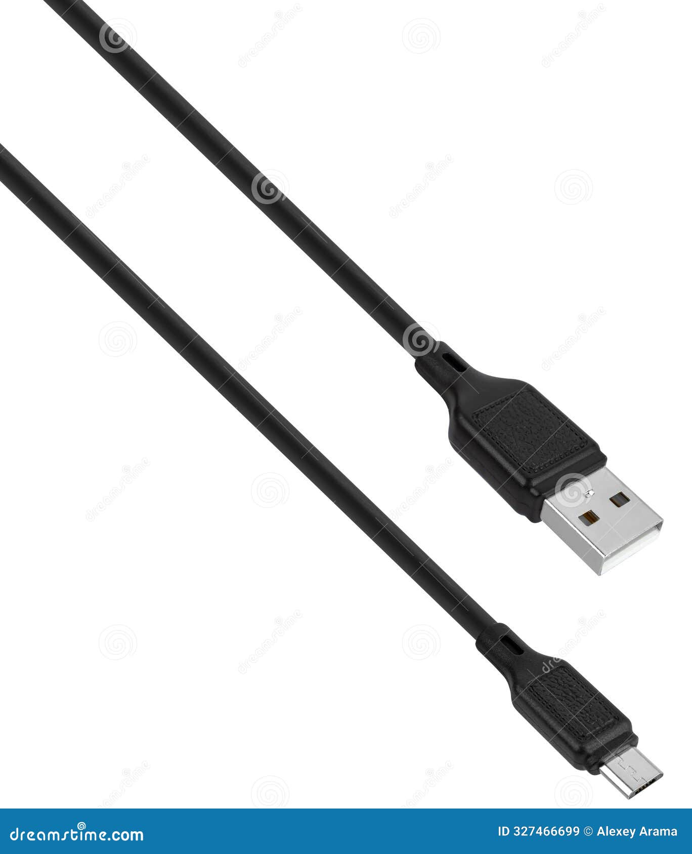 Cable with USB and Micro USB Connector, Insulated on White Background ...