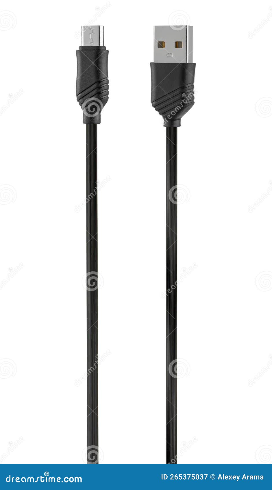 Cable with USB and Micro USB Connector, Isolated on White Background ...