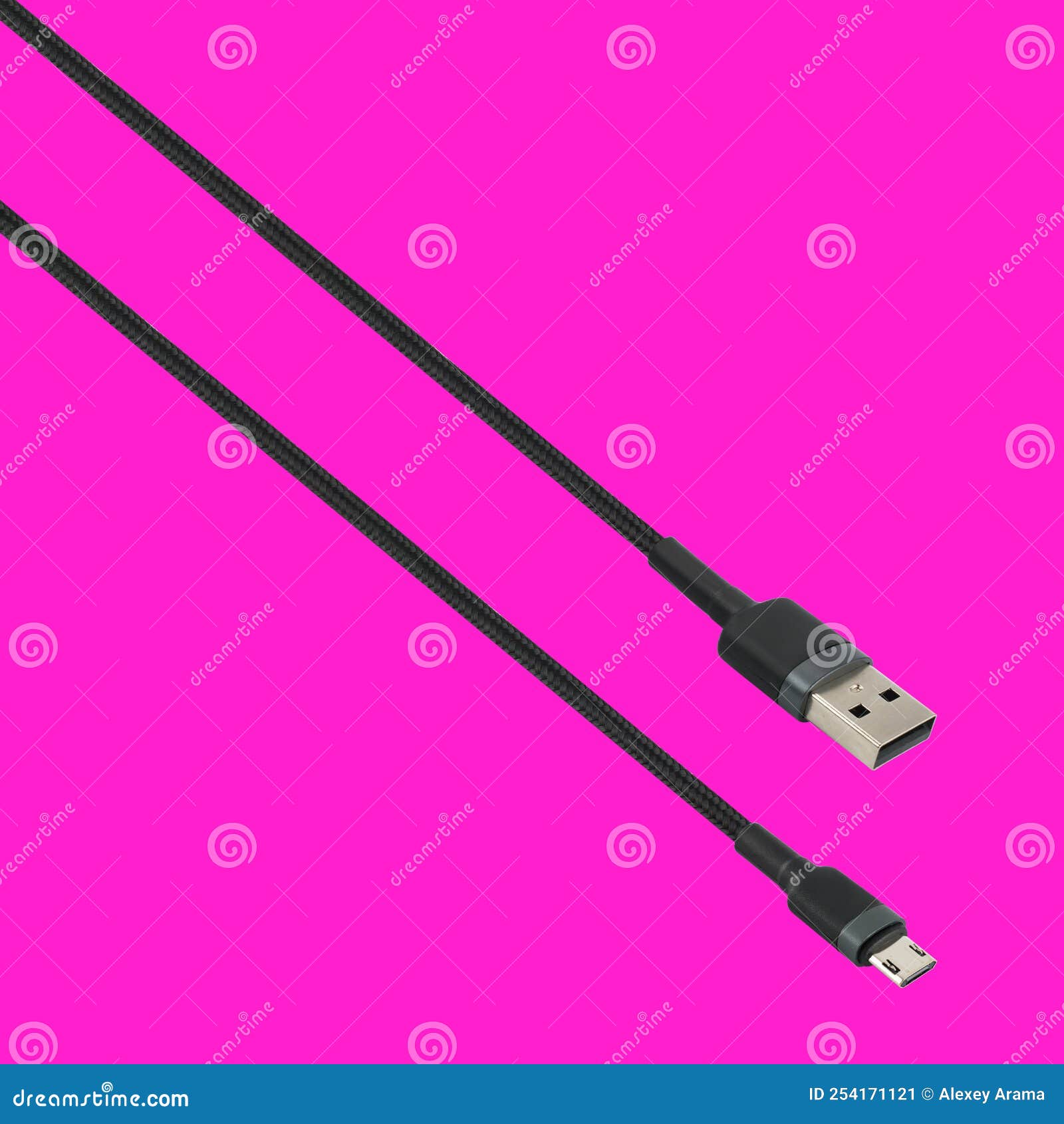 Cable with USB and Micro USB Connector, on a Red Background Stock Image ...