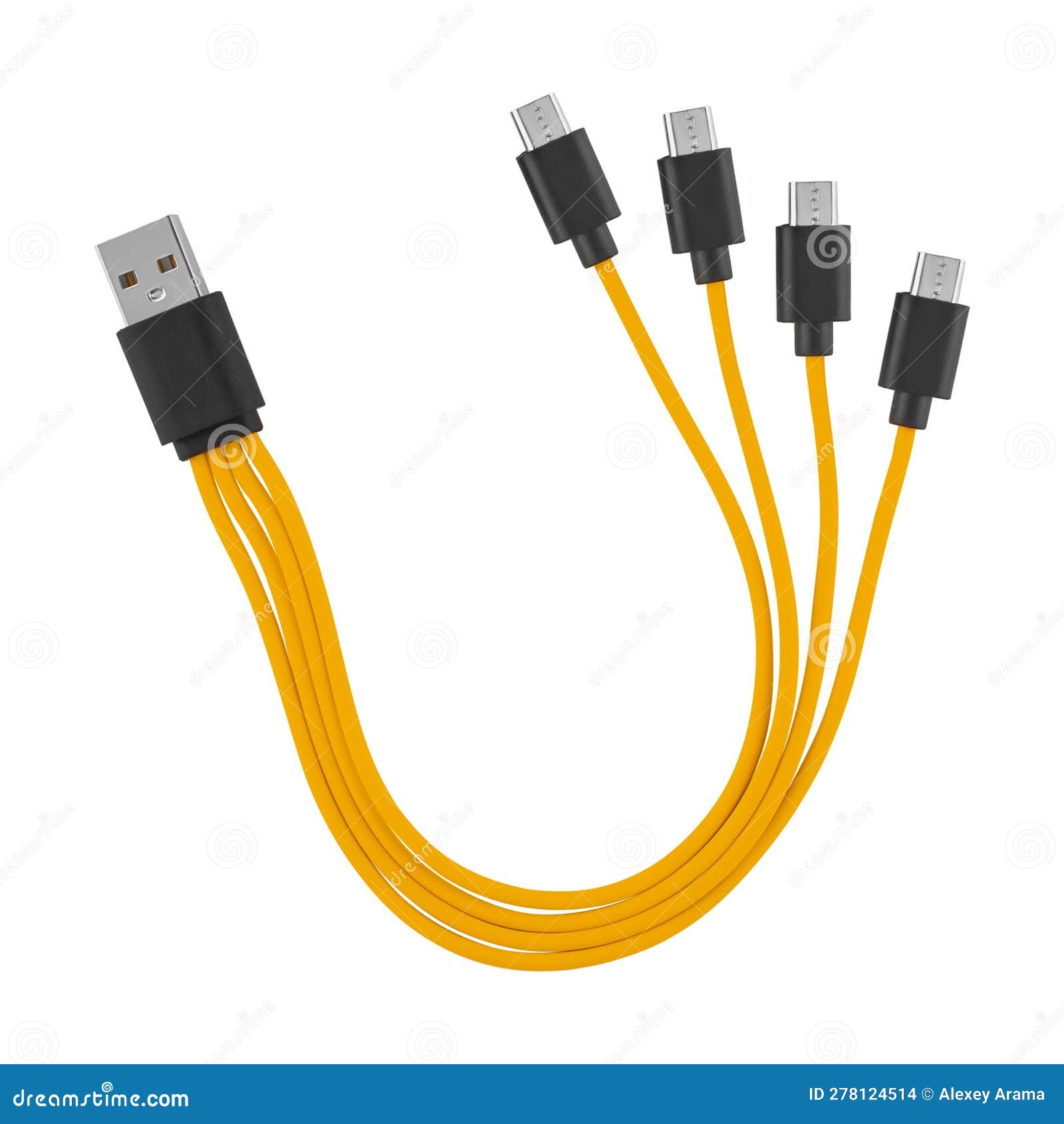 Cable with USB and Micro USB Connector, on White Background in ...