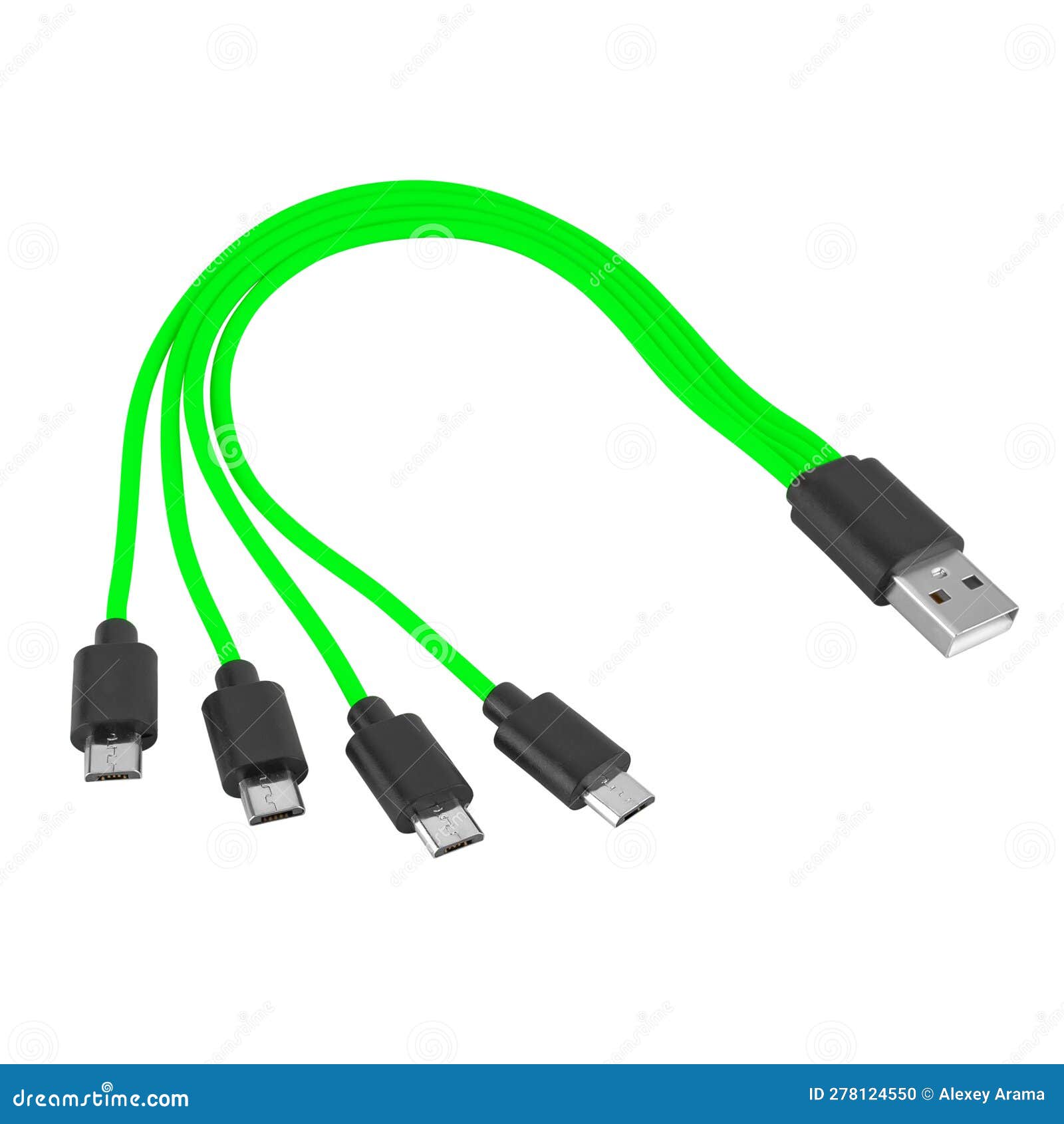 Cable with USB and Micro USB Connector, on White Background in ...