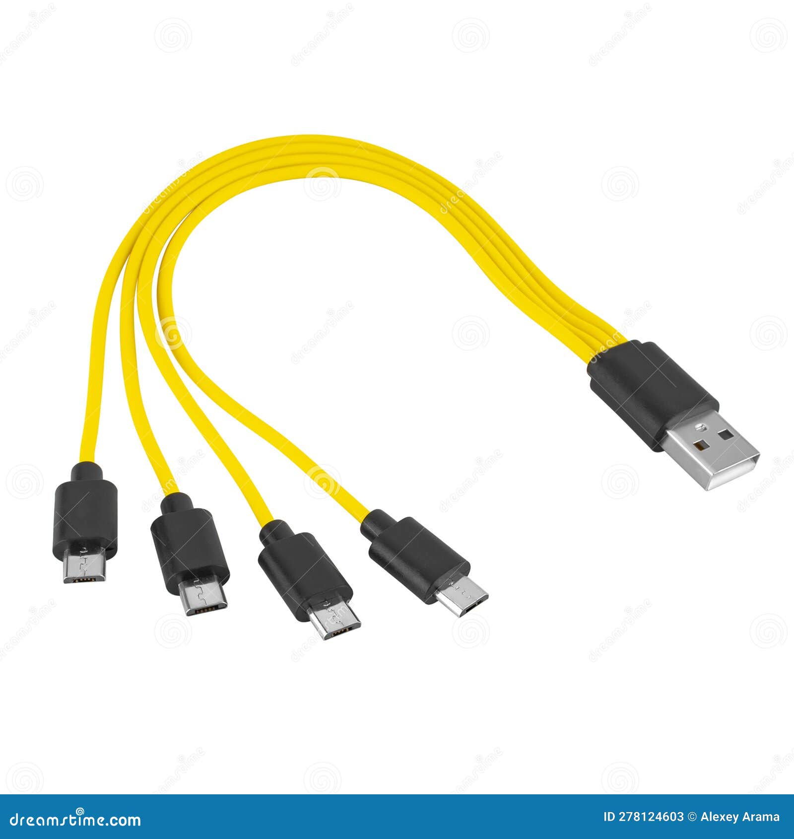 Cable with USB and Micro USB Connector, on White Background in ...