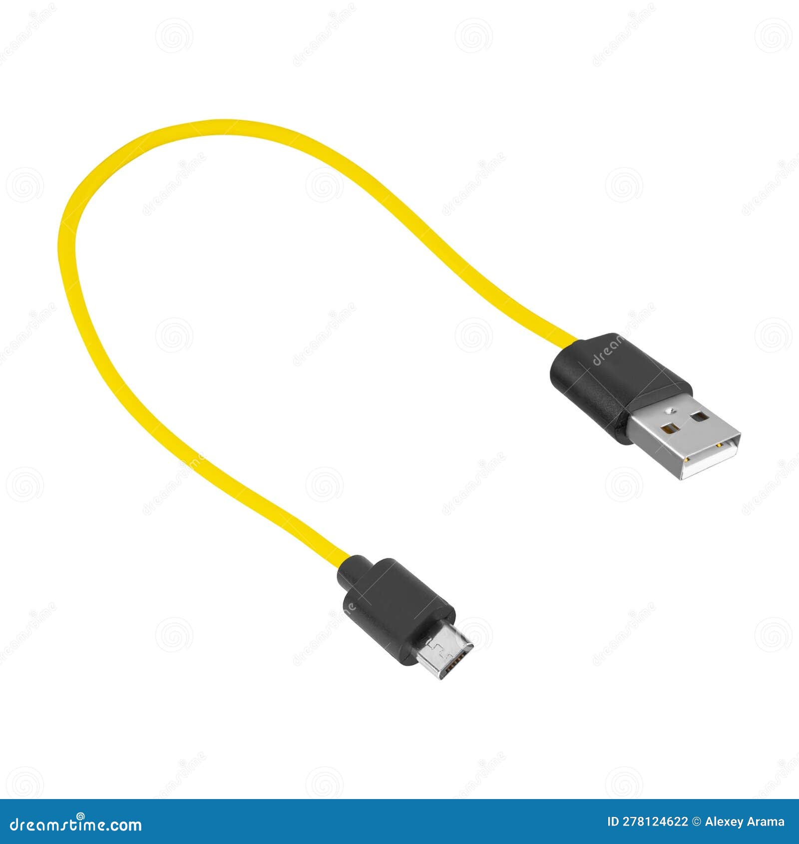 Cable with USB and Micro USB Connector, on White Background in ...