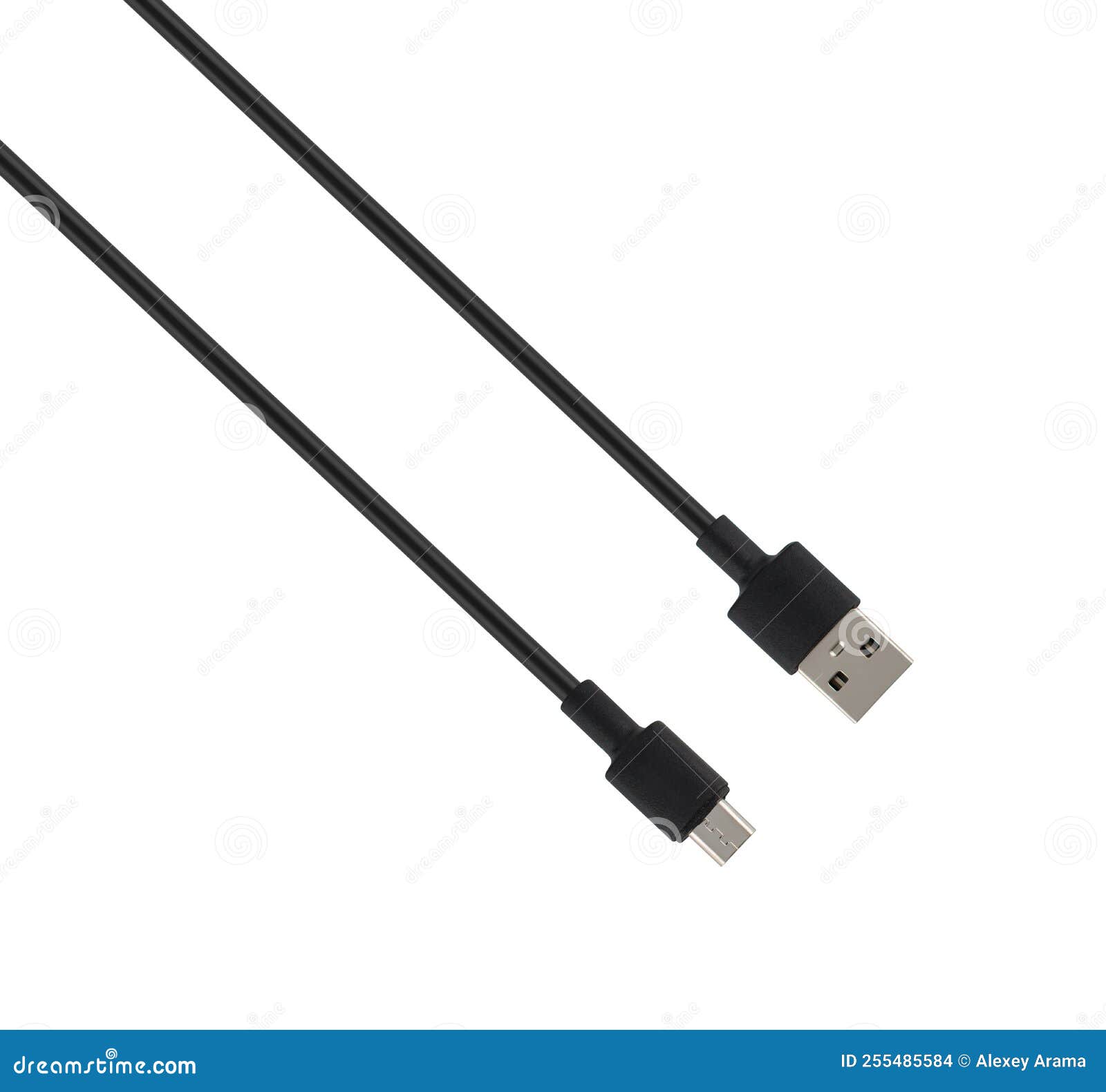 Cable with USB and Micro USB Connector, on White Background Stock Photo ...