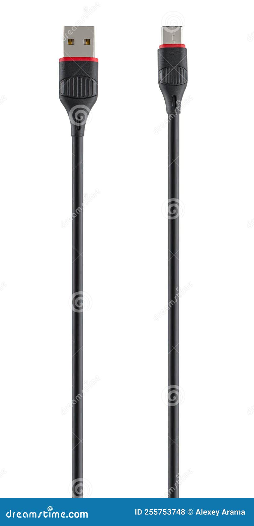 Cable with USB and Micro USB Connector, on White Background Stock Photo ...