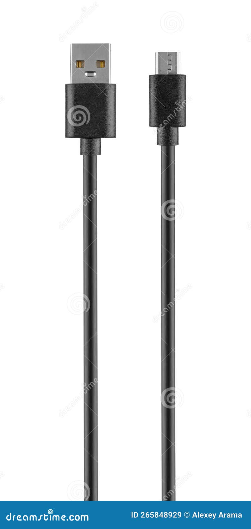 Cable with USB and Micro USB Connector, White Background Stock ...