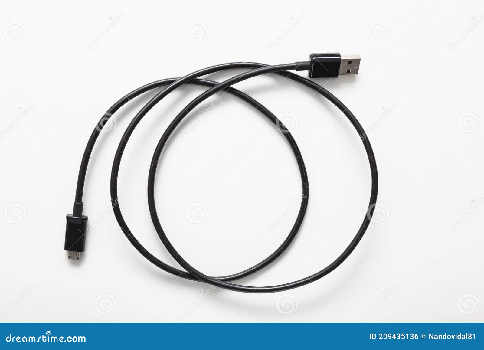 Cable with USB and Micro USB Connectors Stock Photo - Image of datum ...