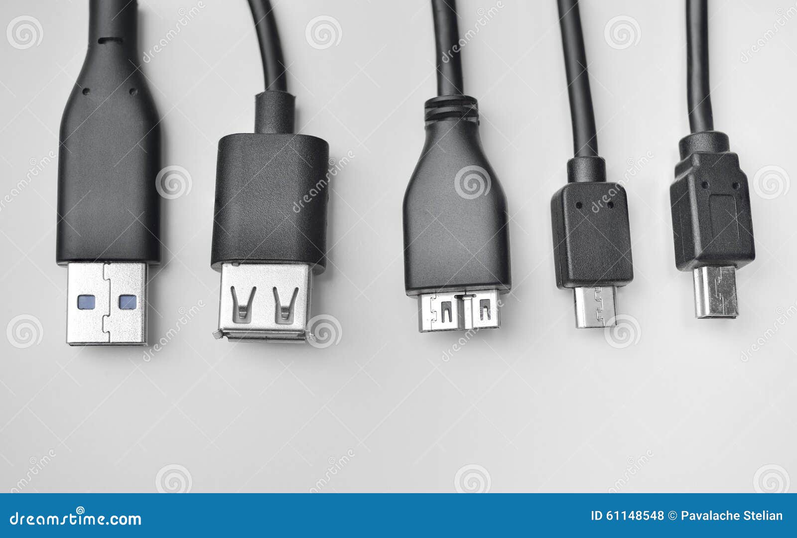 Cable USB, Mini-USB Y Micro-USB Foto de archivo - Imagen de fondo ...