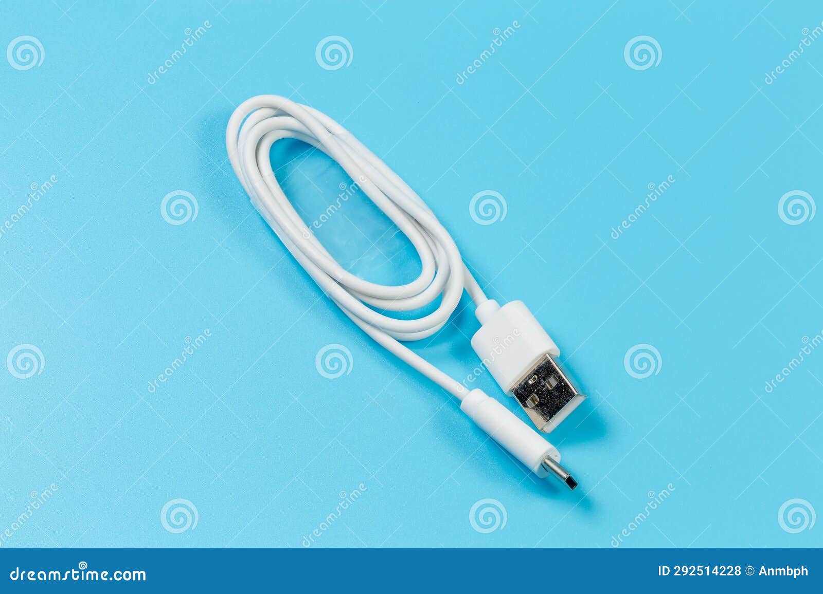 Cable USB Type-a To Type-C on Blue Surface Stock Photo - Image of ...