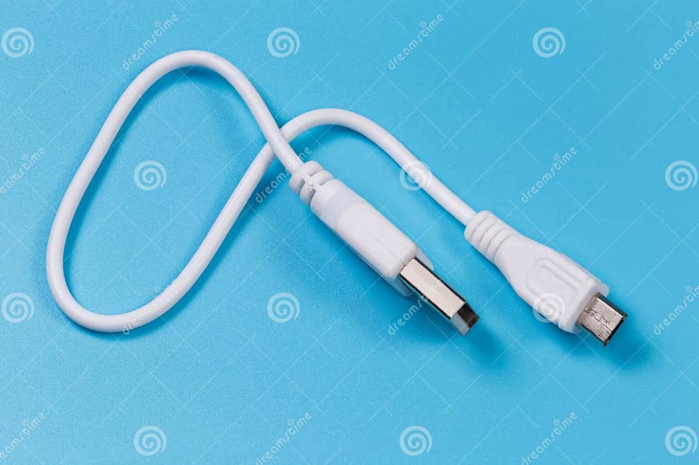 Cable USB Type-a To Micro-B on Blue Surface Stock Photo - Image of ...