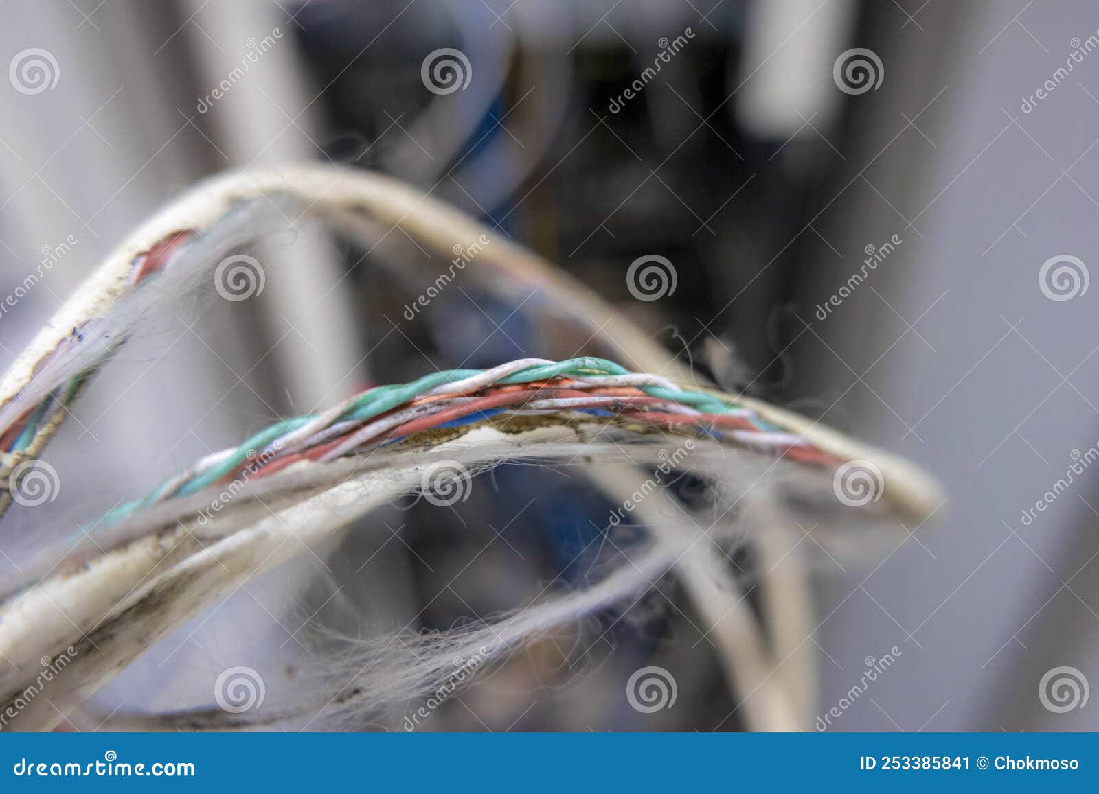 The cable was damaged stock image. Image of computer - 253385841
